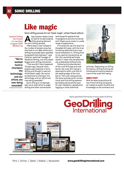 GeoDrilling International | GeoSonic Drilling hat in eine neue Boart ...