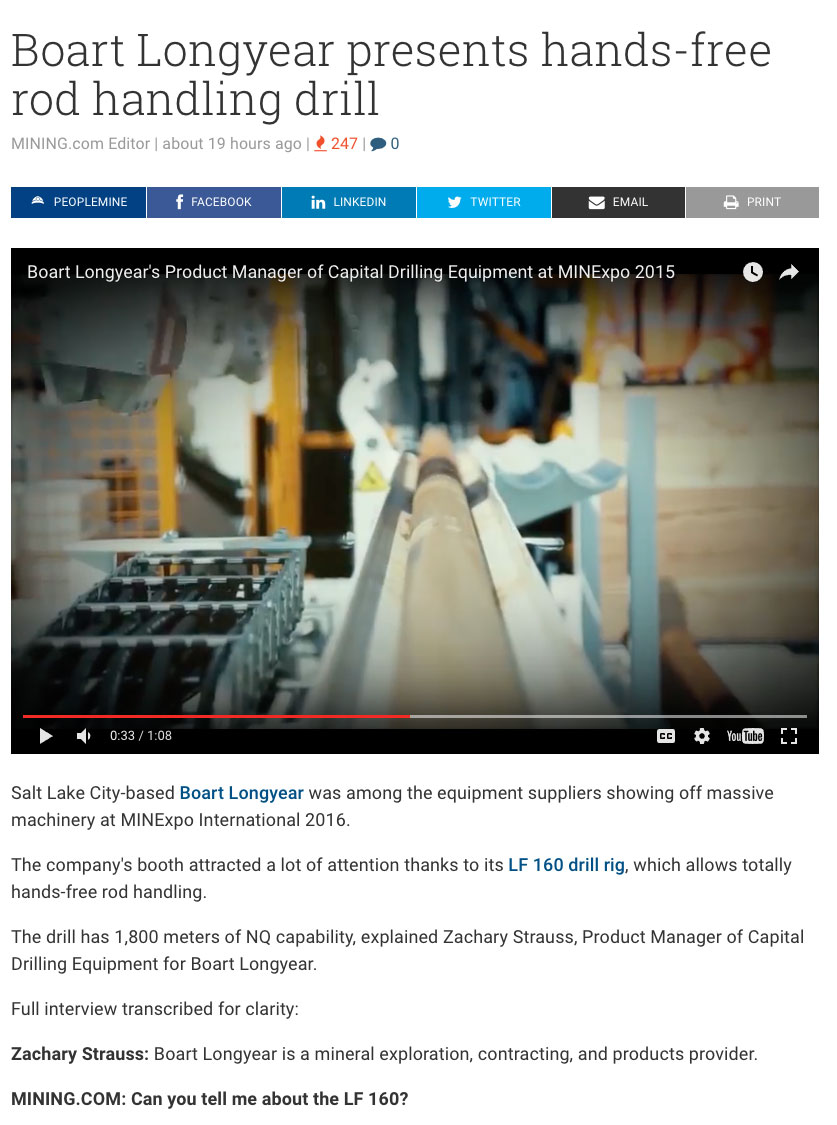 Mining.com | Boart Longyear presents hands-free rod handling drill ...