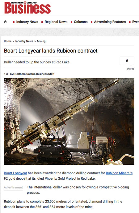 Northern Ontario Business | Boart Longyear lands Rubicon contract ...